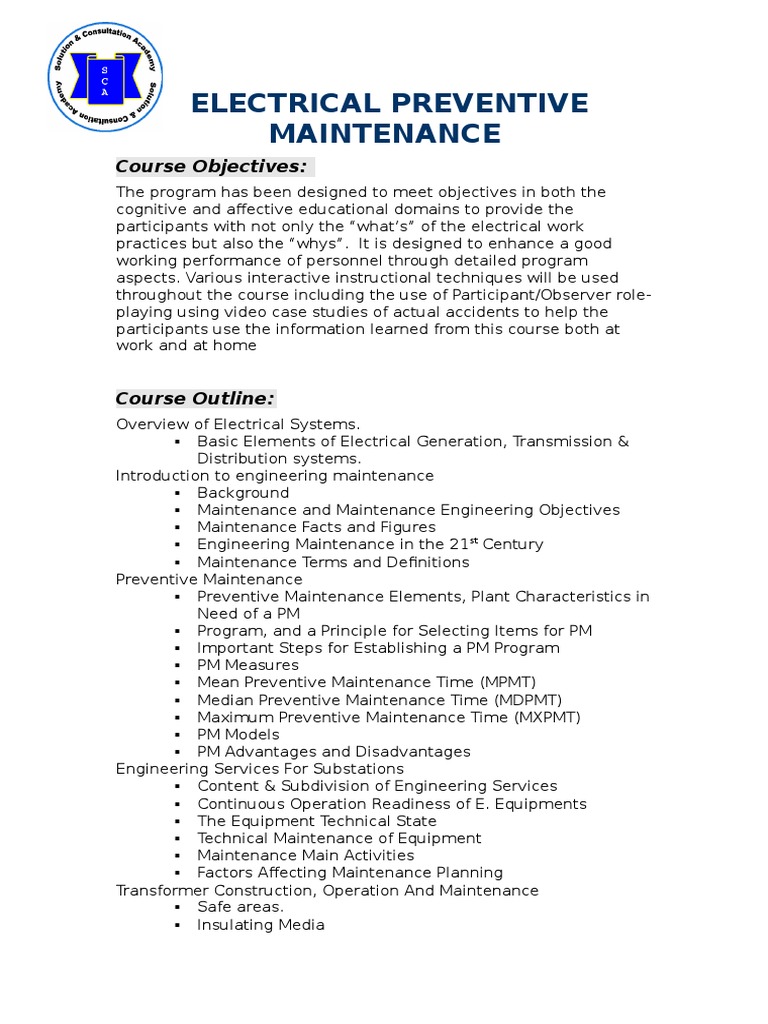 Electrical Preventive Maintenance | PDF | Transformer | Electrical Wiring