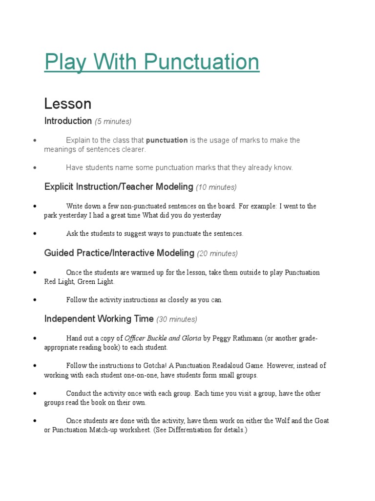Lesson Plan | PDF | Punctuation | Comma
