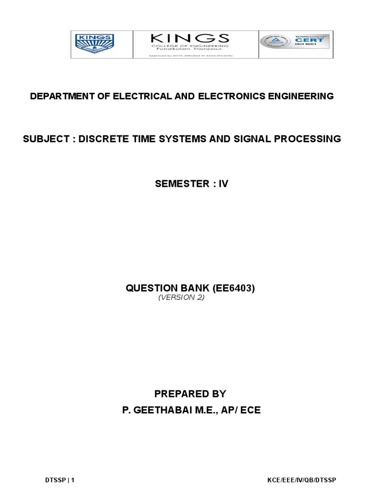 DSP Book by Nagoorkani | PDF | Digital Signal Processing | Discrete ...