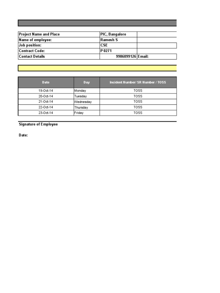 Timesheet Ramesh S October | PDF
