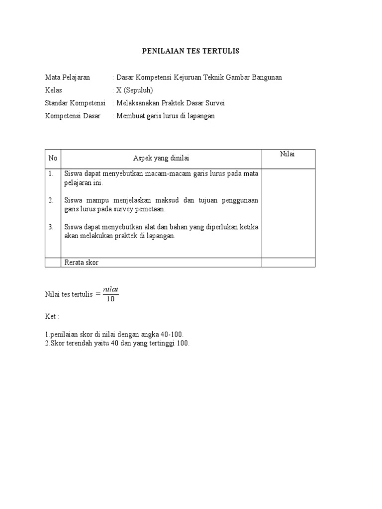 Instrumen Penilaian Tes Tertulis | PDF