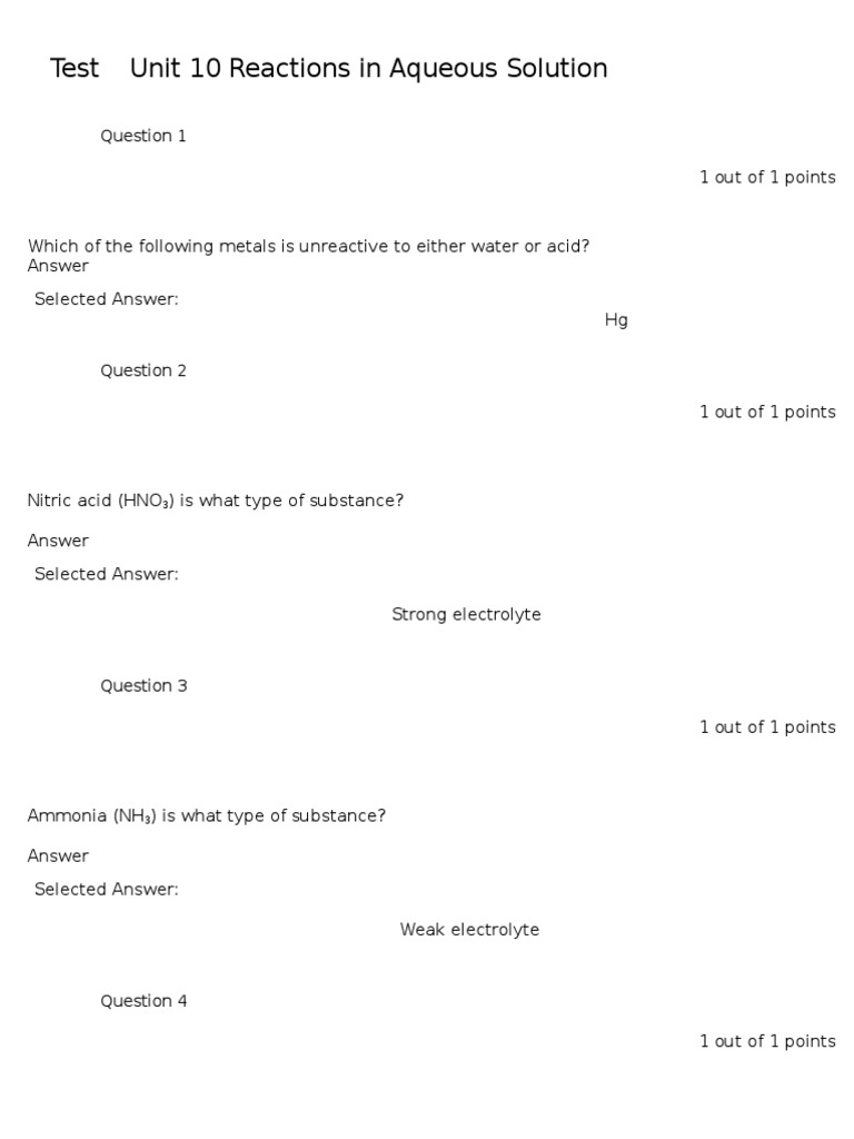 Aqueous Reactions and Solubility Test | PDF | Chemical Reactions | Redox