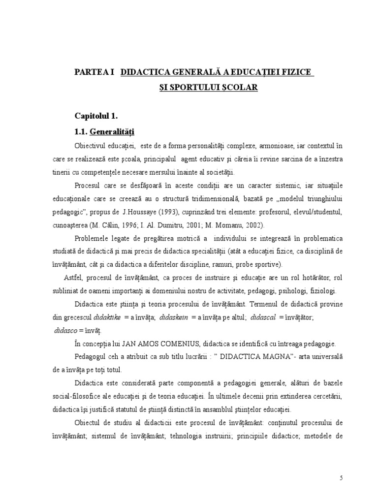 Didactica Educaţiei Fizice | PDF
