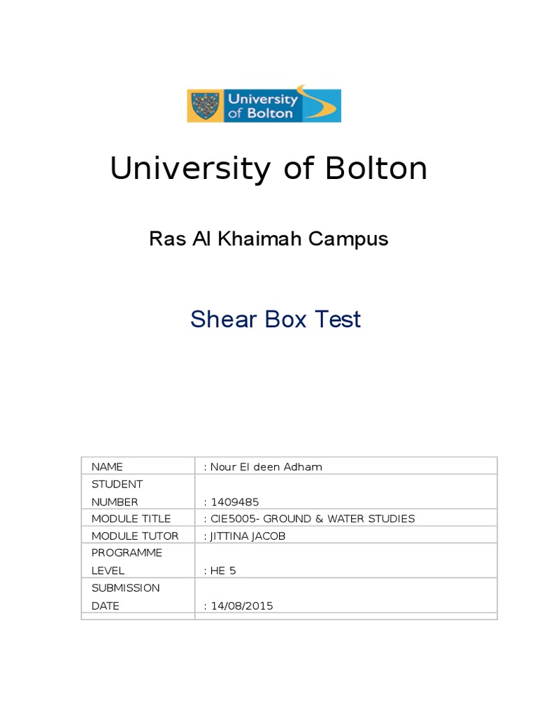 Shear Box Test | PDF | Strength Of Materials | Civil Engineering