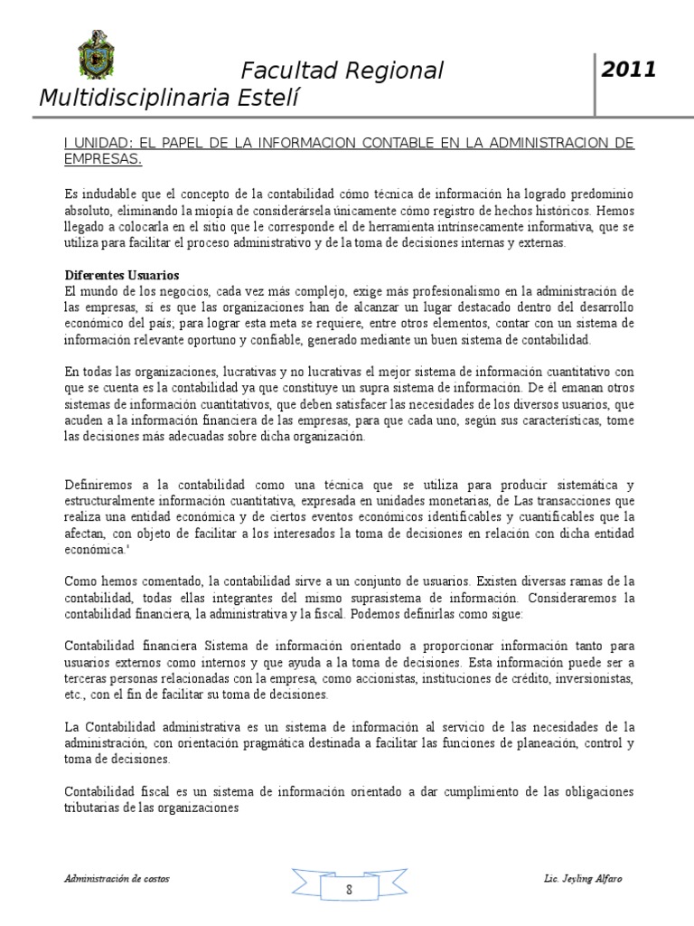 El Papel de La Informacion Contable en La Administracion de Empresas. | PDF | Contabilidad ...