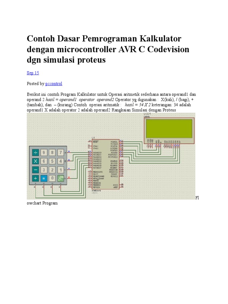 Contoh Dasar Pemrograman Kalkulator Dengan Microcontroller AVR C Codevision DGN Simulasi | PDF ...