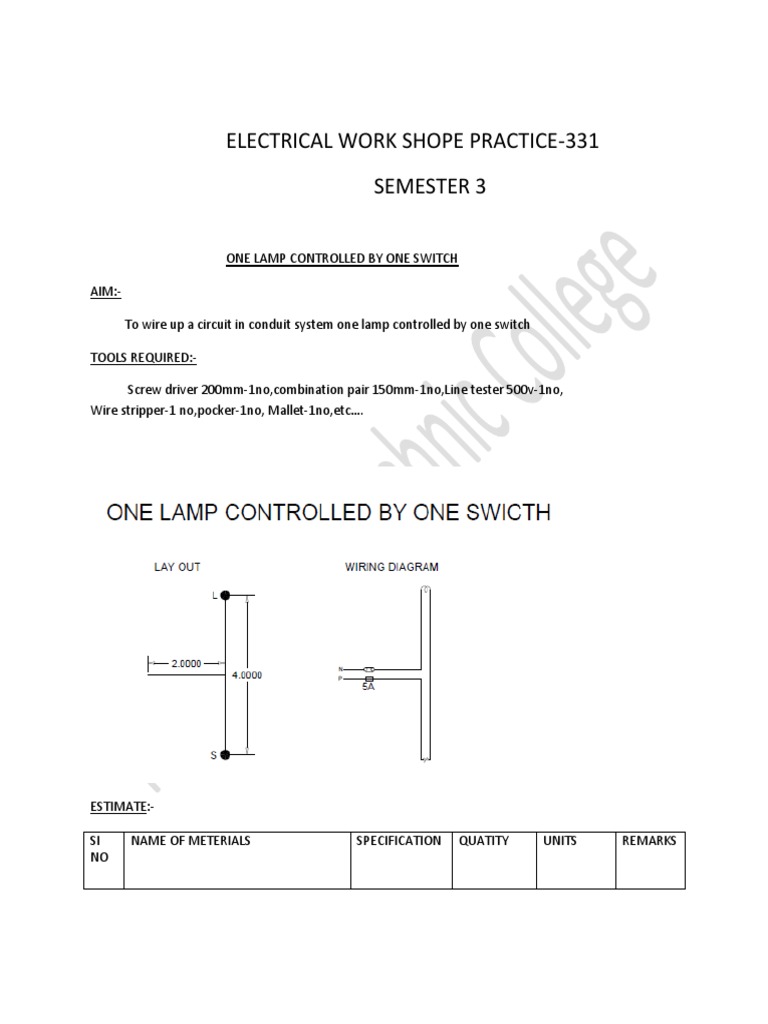 Electrical Workshop Wiring Practices | PDF | Switch | Electrical Wiring