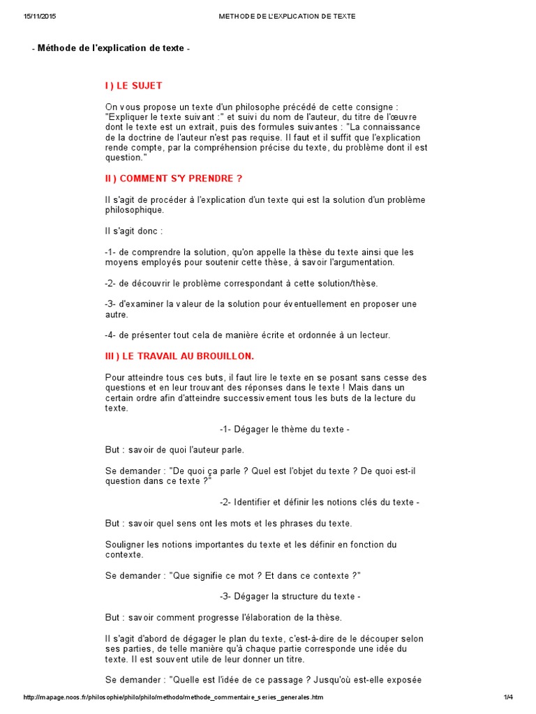 Methode de L'explication de Texte | PDF | Lecture (Processus) | Sciences cognitives