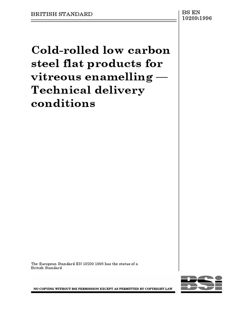 Cold-Rolled Low Carbon Steel Flat Products For Vitreous Ena | PDF ...