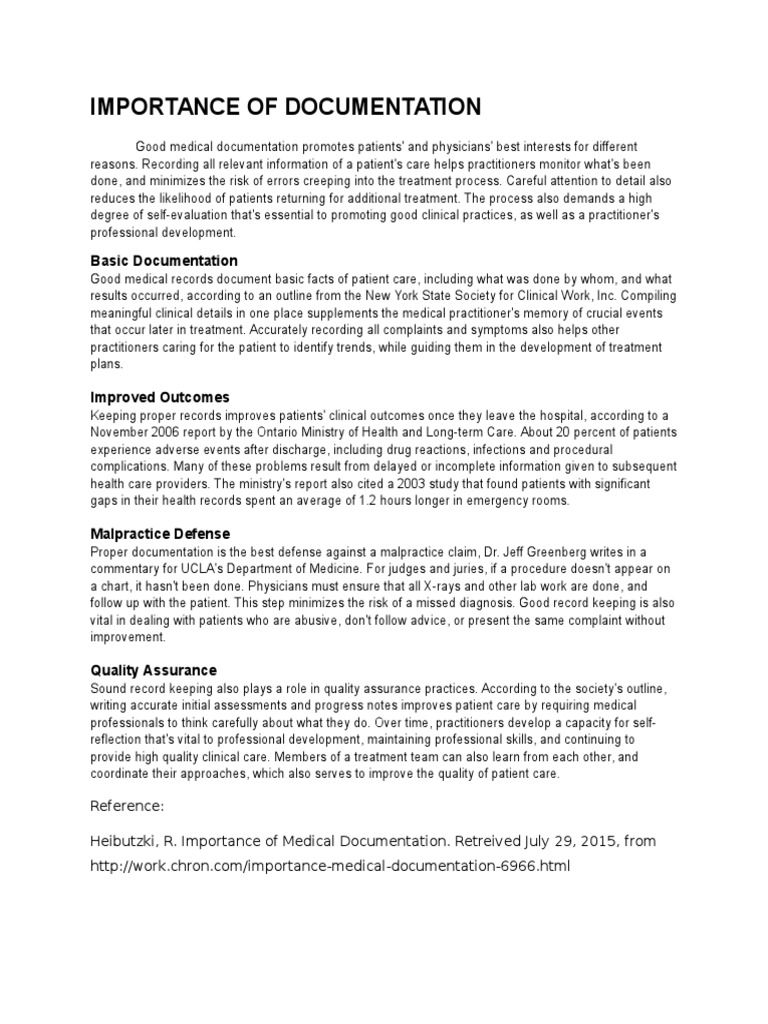 Importance of Medical Documentation | PDF | Patient | Physician
