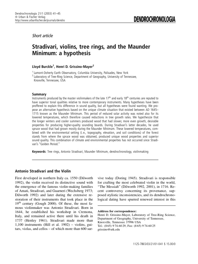 Stradivari Violins Tree Rings and The Ma | PDF | Wood | Violin