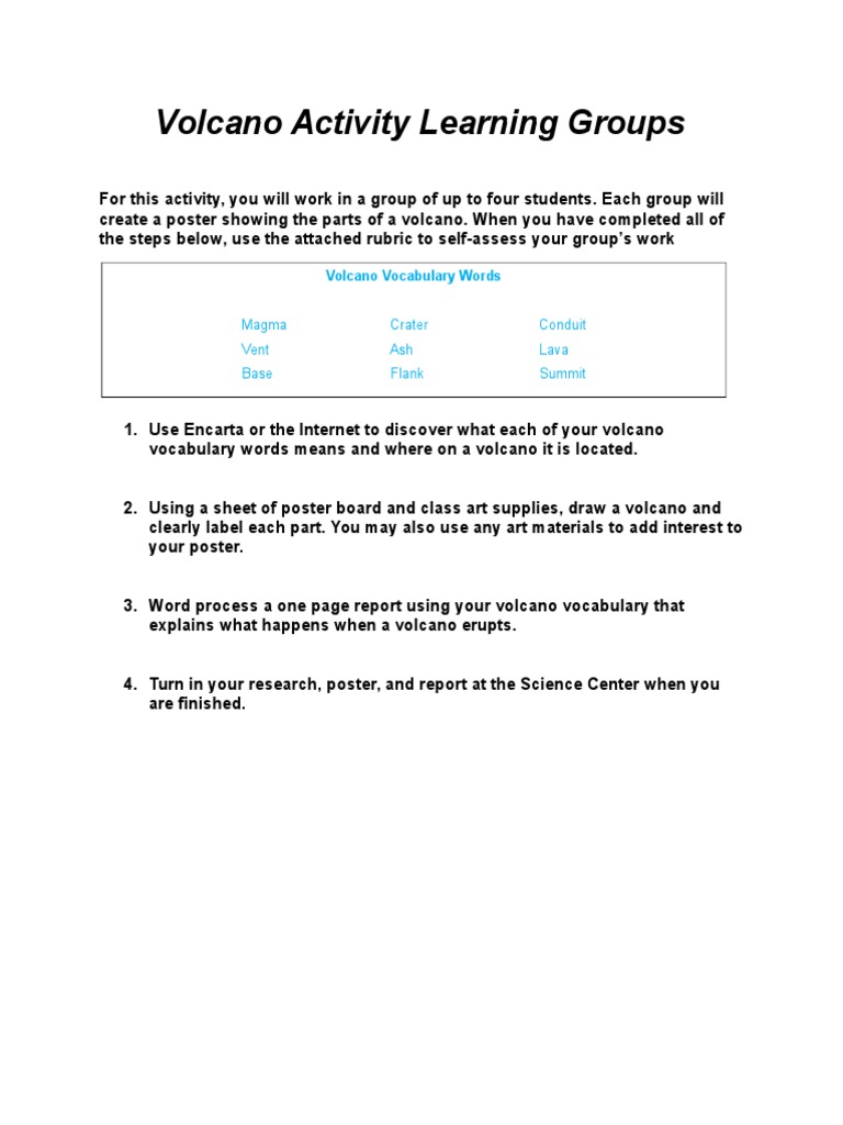 Volcano Activity Group Project Guide | PDF | Foreign Language Studies ...