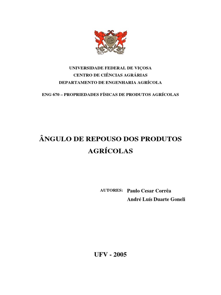 Ângulo de Repouso em Produtos Agrícolas | PDF | Engenharia ...