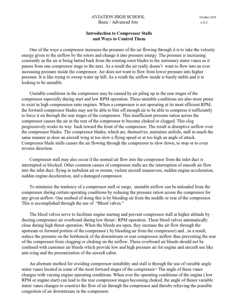 Compressor Stalls and Ways To Control Them | PDF | Gases | Gas Technologies