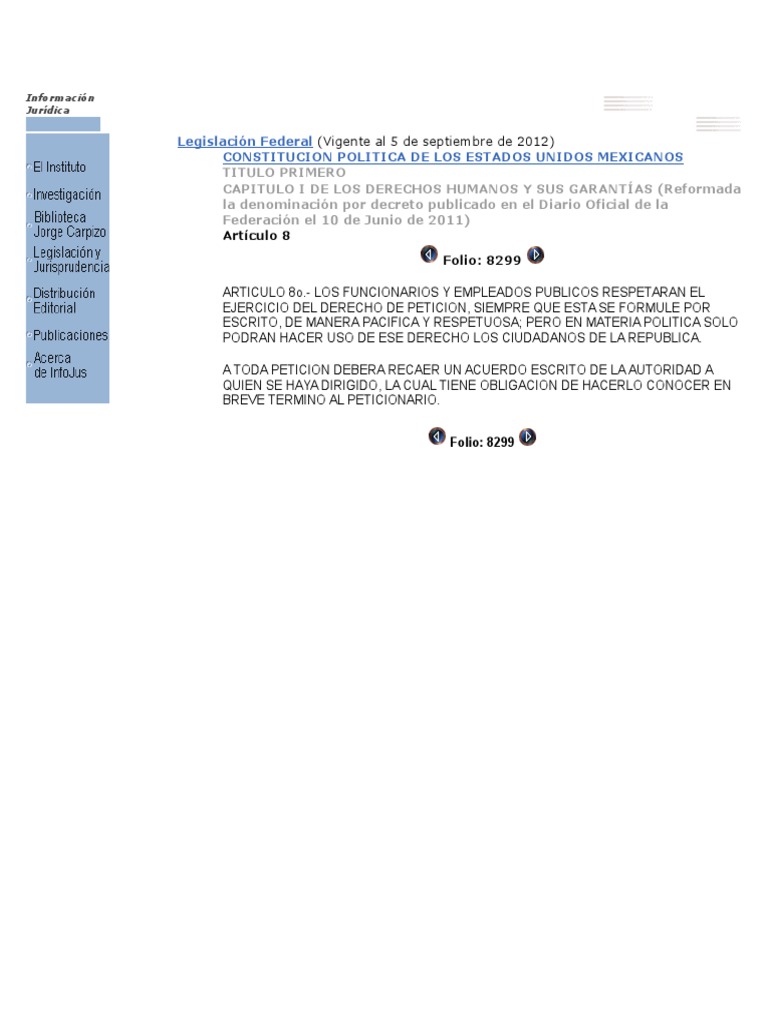Articulo 8 de La Constitucion Mexicana | PDF