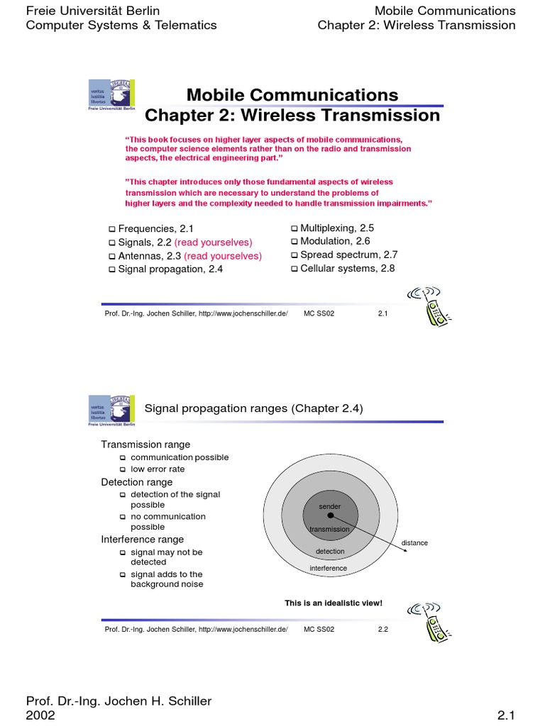 Mobile Communications Chapter 2: Wireless Transmission: Signal ...