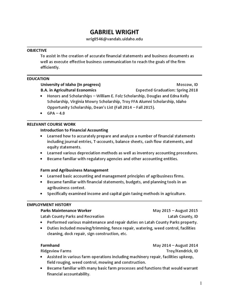Resume: Gabriel Wright | PDF