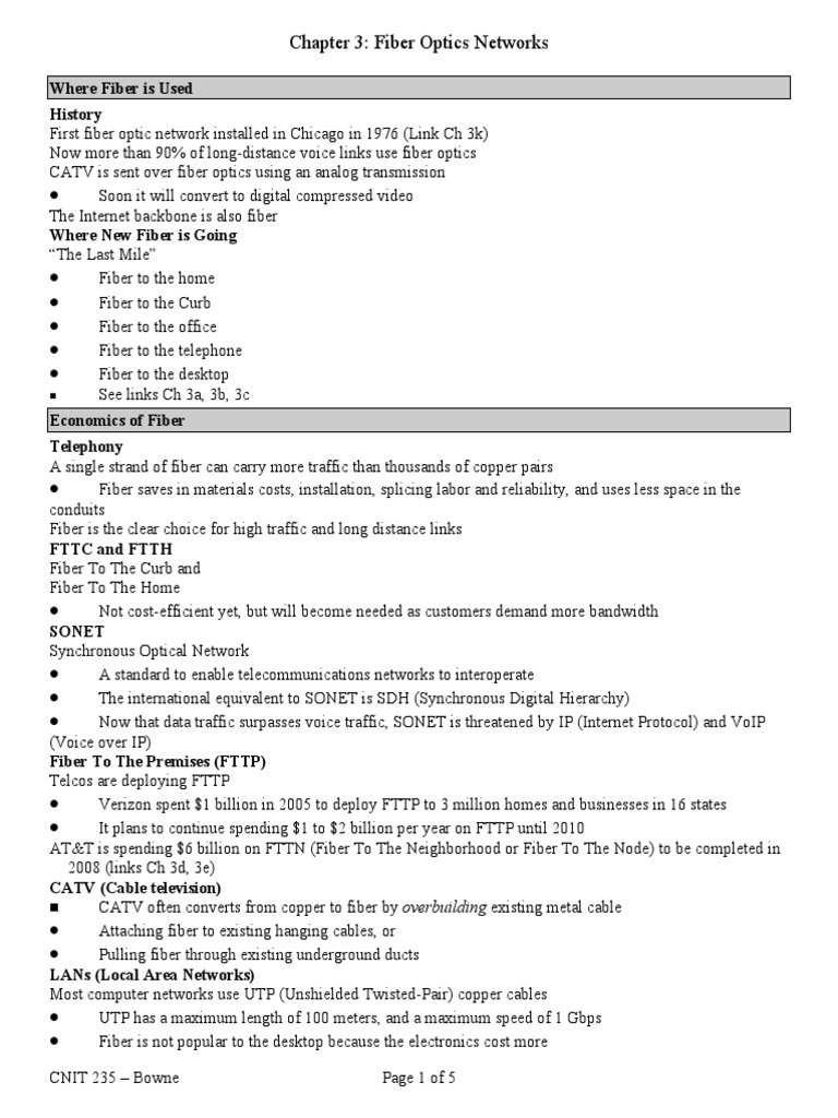 Fiber Optics Networks Overview | PDF | Fiber To The X ...