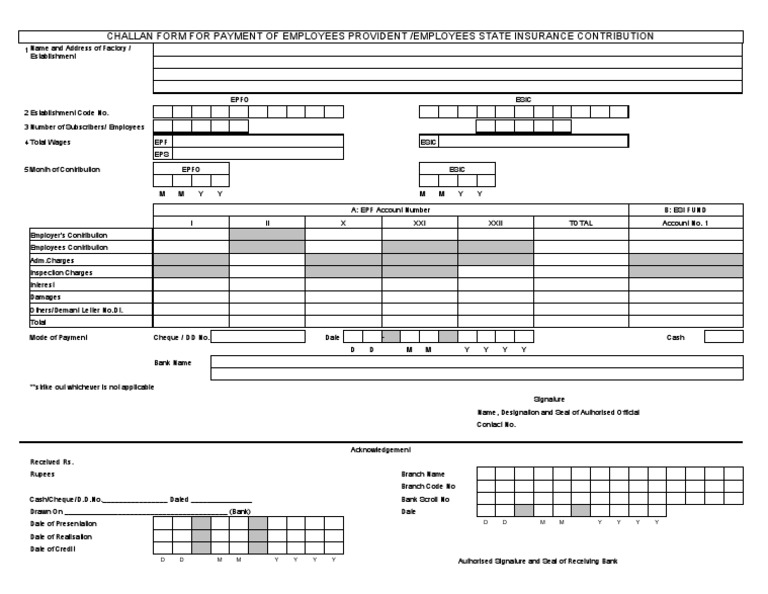 New Combined ESIC PF Challan | PDF | Services (Economics) | Labor