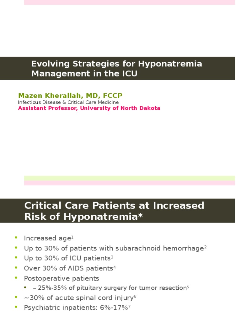 Management of Hyponatremia2 | PDF | Saline (Medicine) | Diseases And ...