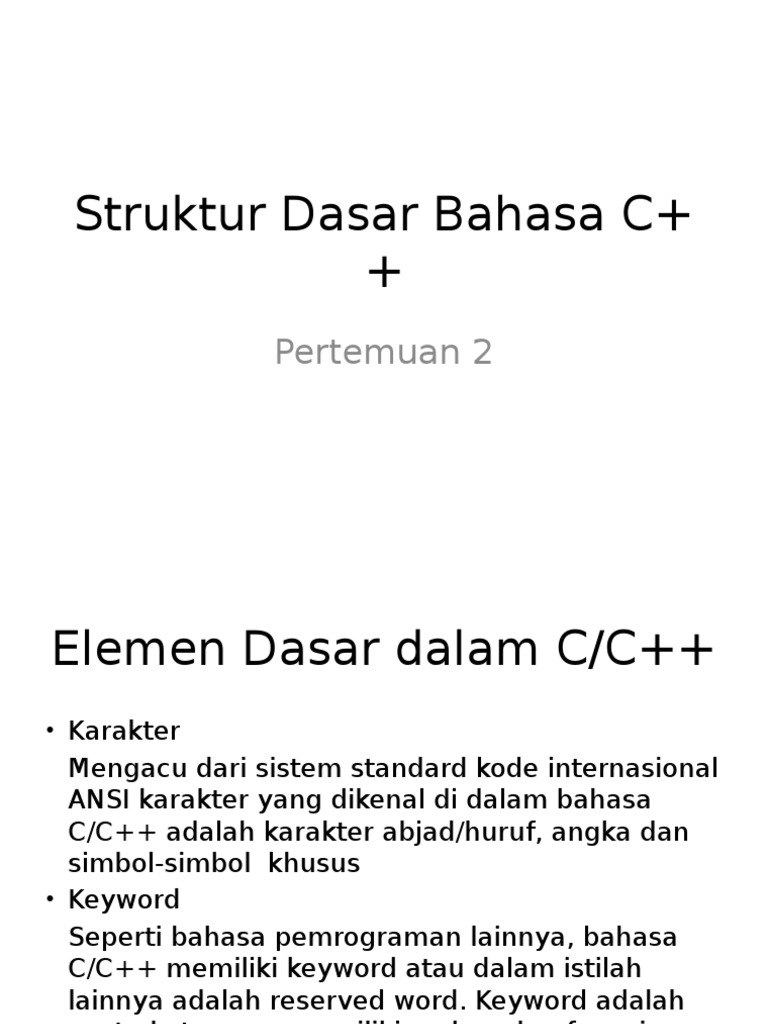 Struktur Dasar Bahasa C++ | PDF