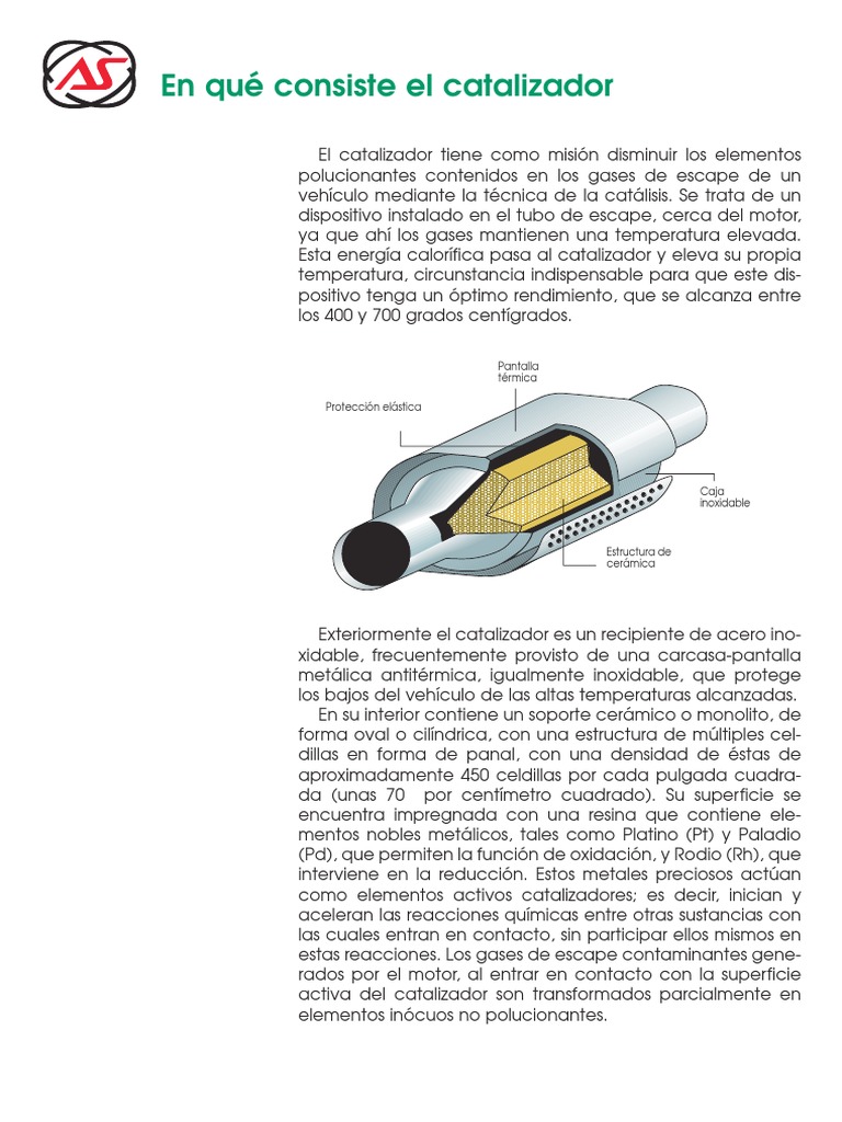 CATALIZADOR - Principio Funcionamiento | PDF | Combustión | Oxígeno