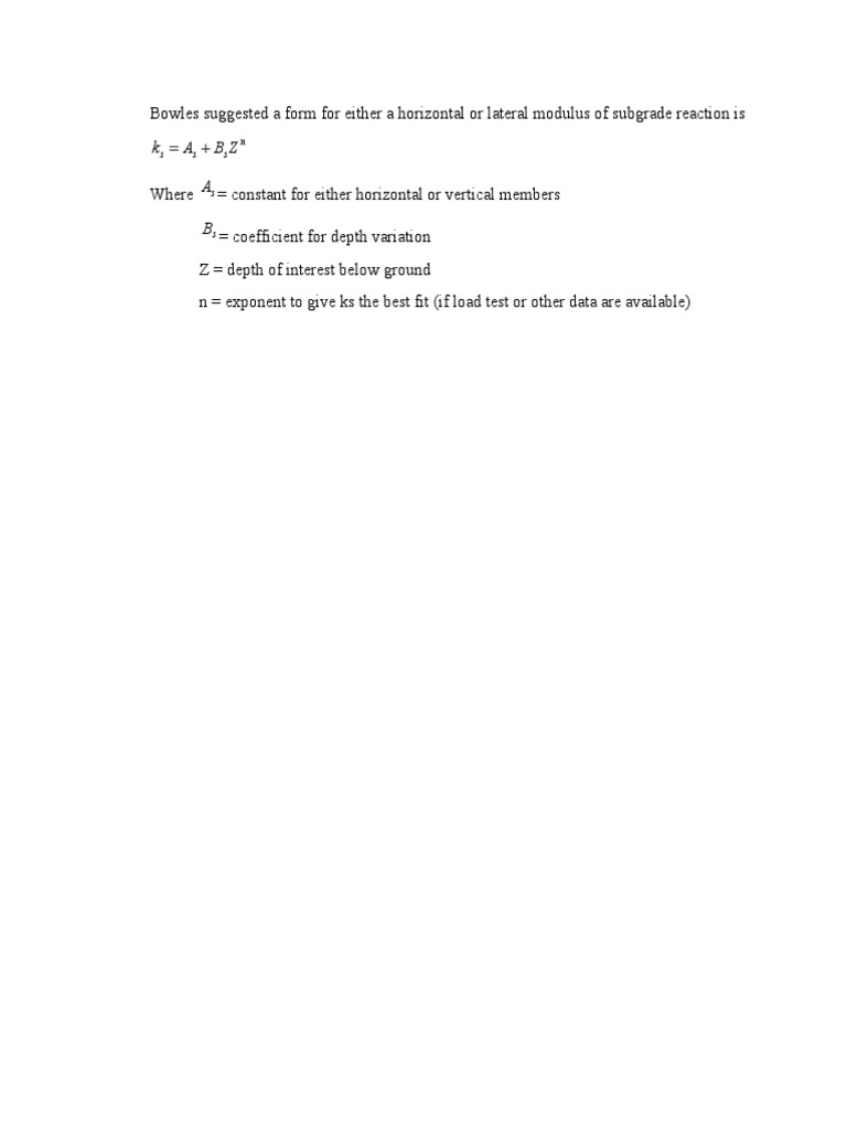 Horizontal Modulus of Subgrade Reaction | PDF