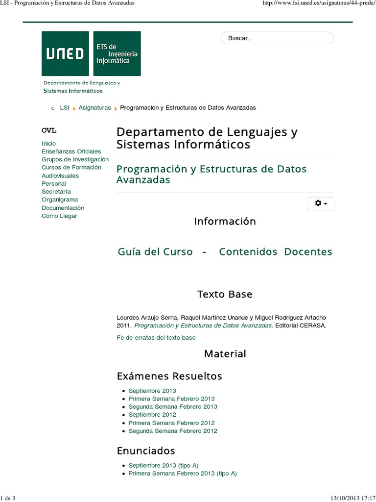 LSI - Programación y Estructuras de Datos Avanzadas | PDF | Software ...