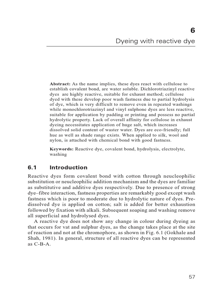 6 Dyeing With Reactive Dye | PDF | Dye | Dyeing