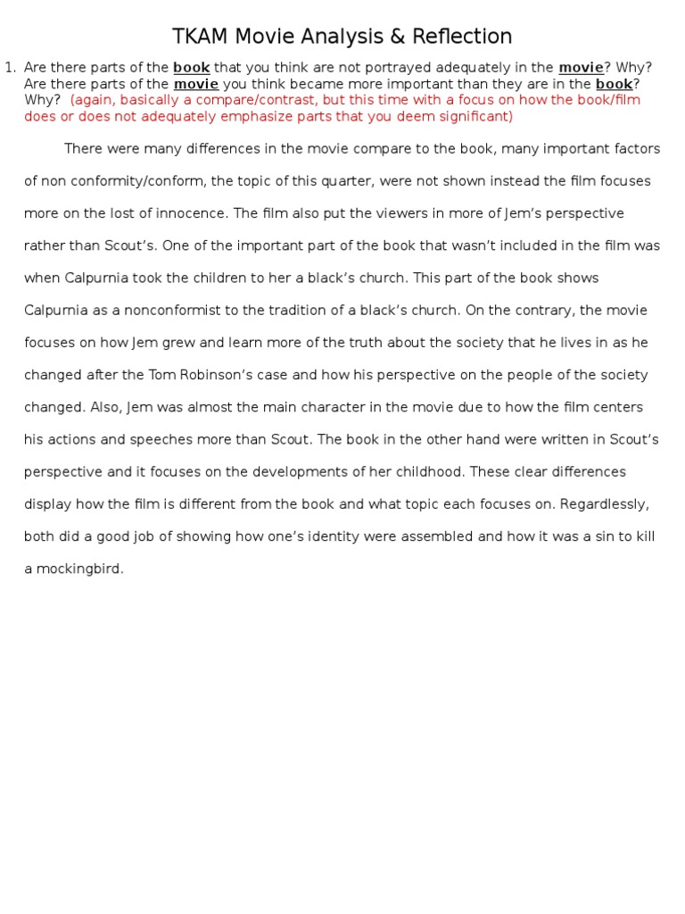 TKAM: Book vs. Movie Analysis | PDF