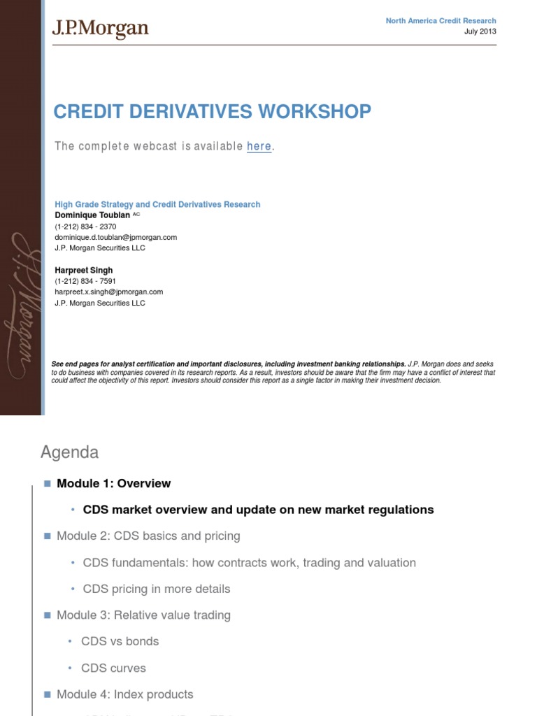 2013-06 Credit Derivatives Workshop - JPM | PDF | Bonds (Finance ...