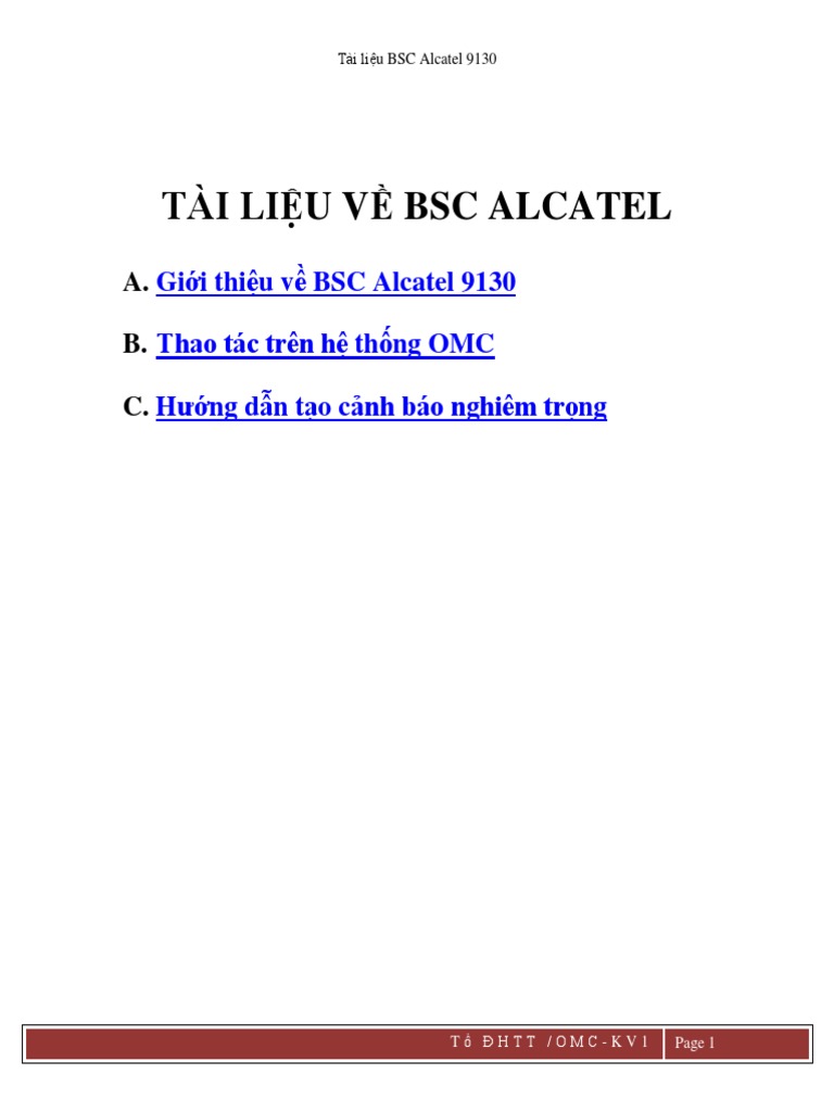 Tai Lieu BSC Alcatel - OMC VNP1 | PDF