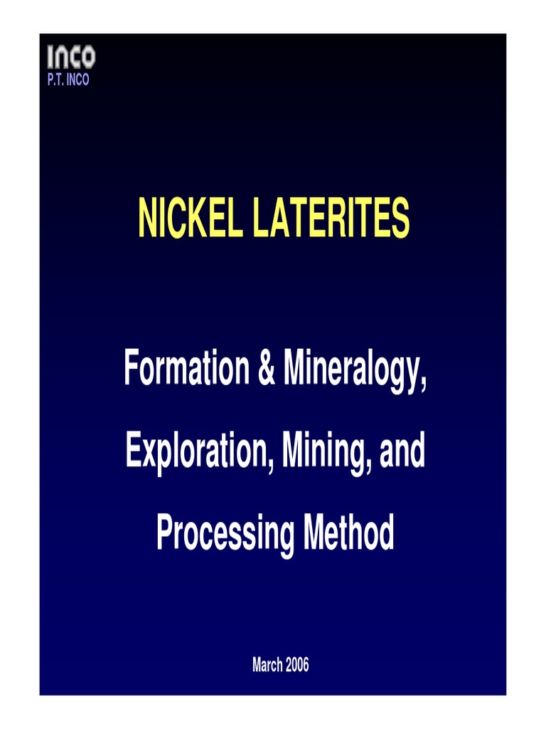 Nickel Laterites: Formation and Processing | PDF | Weathering | Magma