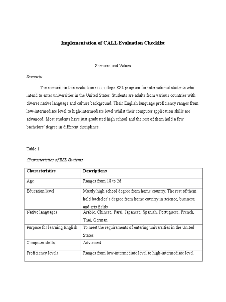 Implementation of Call Evaluation Checklis1 | PDF | English As A Second ...