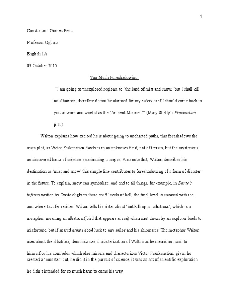 Foreshadowing in Frankenstein's Narrative | PDF | Young Adult