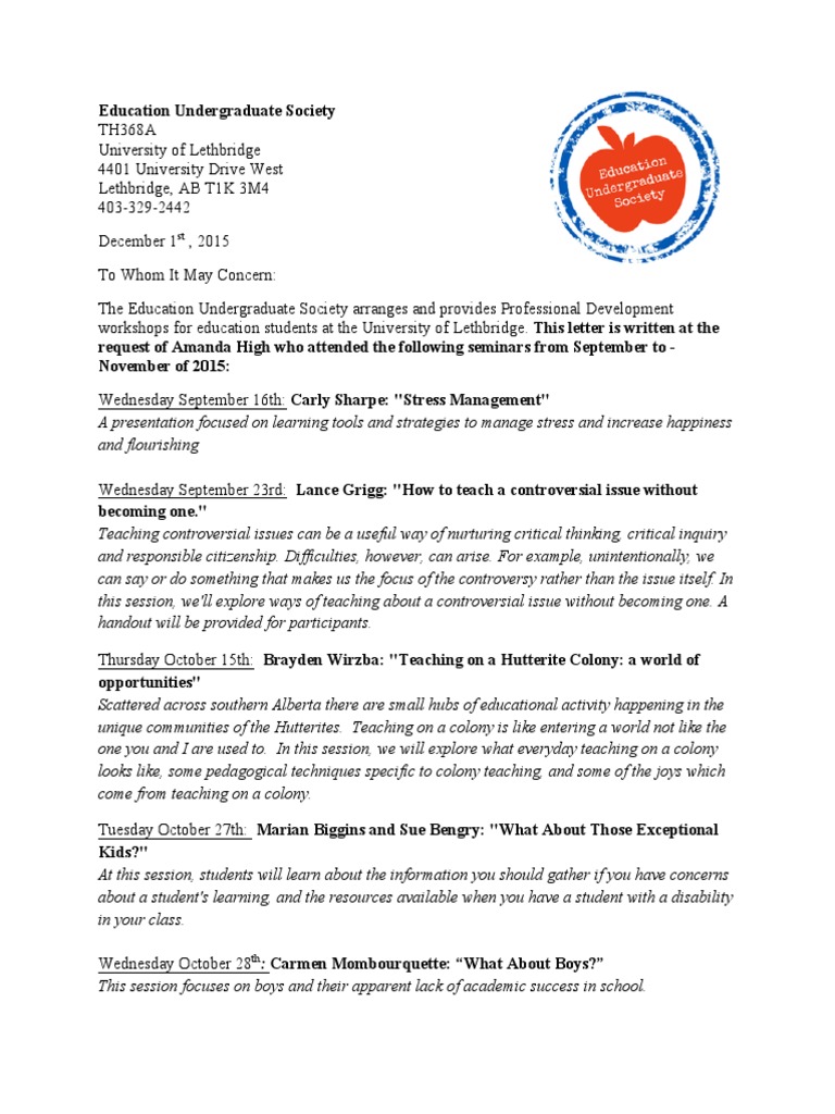 Professional Development Letter - Psi | PDF