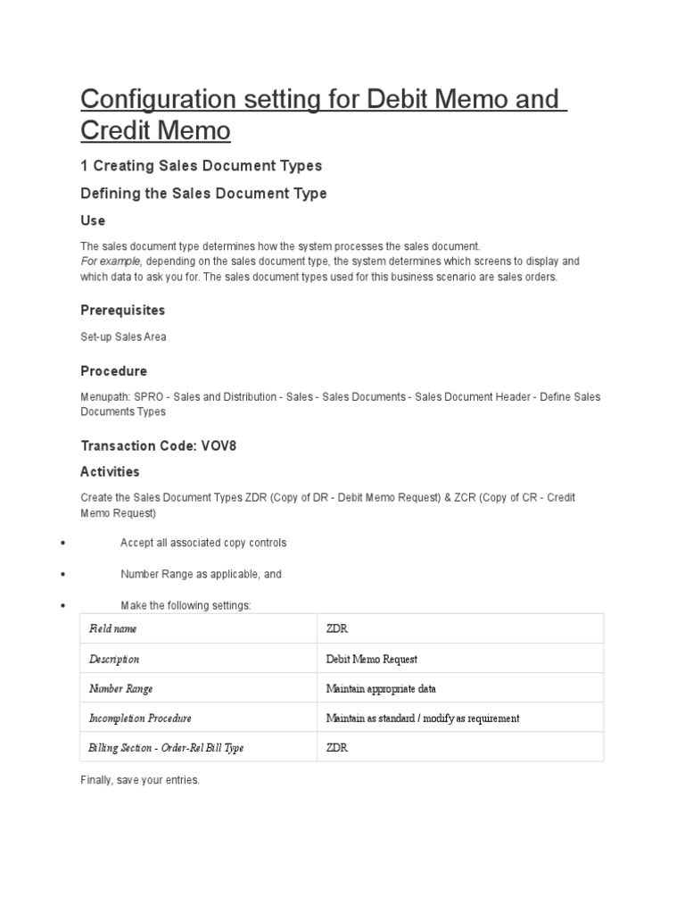 Configuration setting for Debit Memo and Credit Memo.docx | Debits And ...