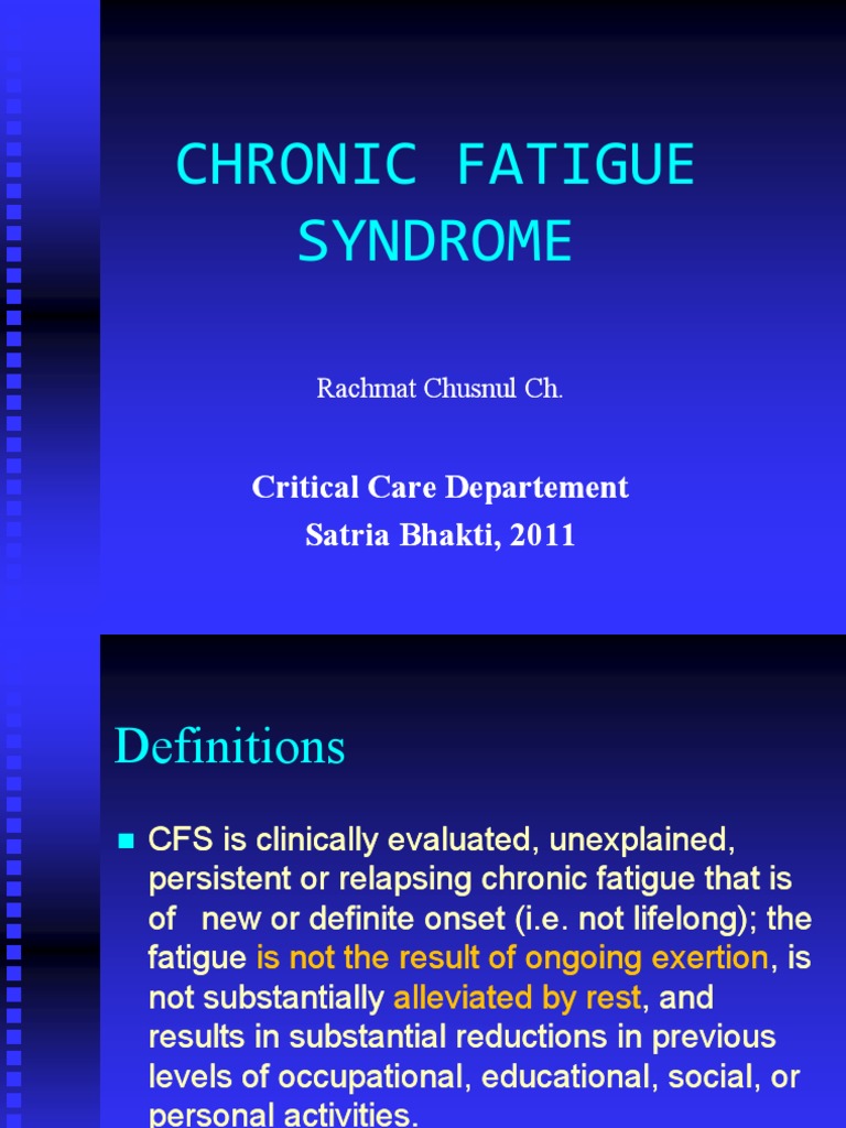 Understanding Chronic Fatigue Syndrome Pdf Chronic Fatigue Syndrome