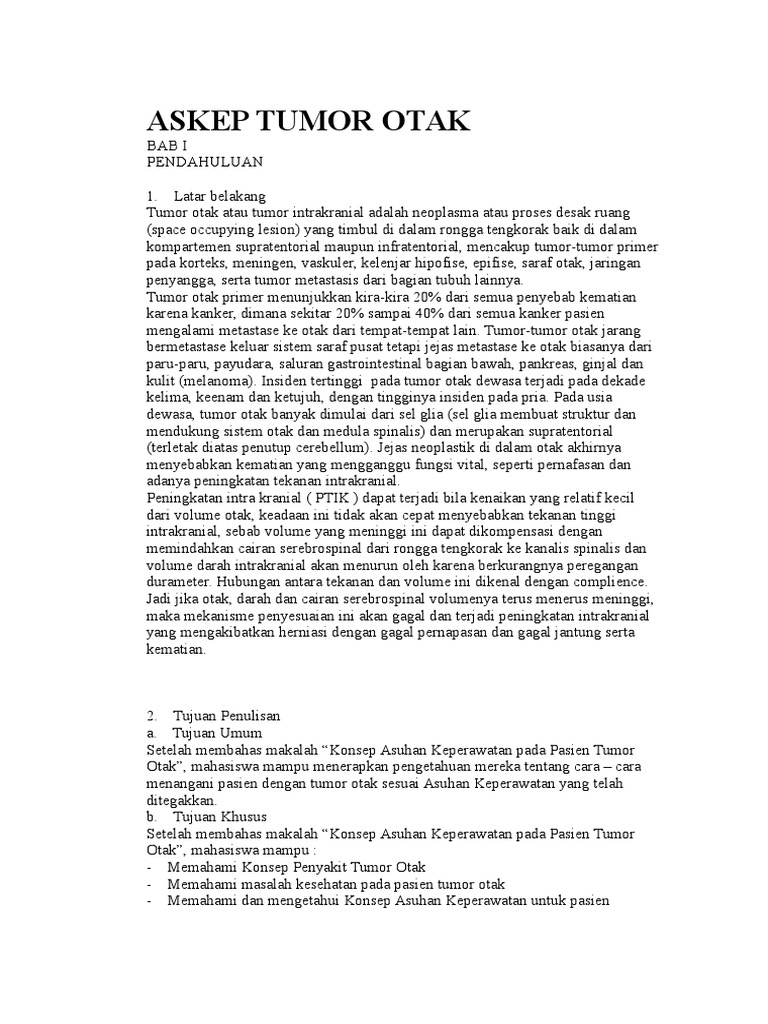 Makalah Askep Tumor Otak | PDF
