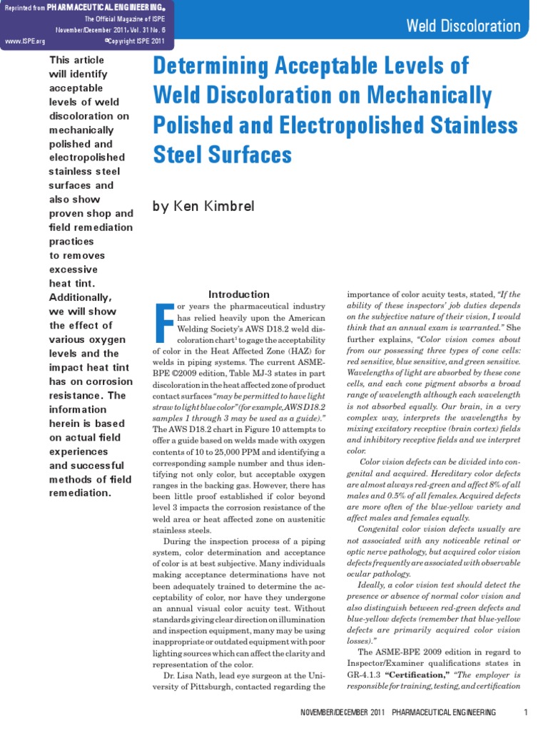 Weld Discoloration in Stainless Steel | PDF