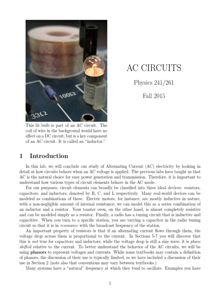 AC Circuits Lab Manual | PDF | Inductor | Capacitor