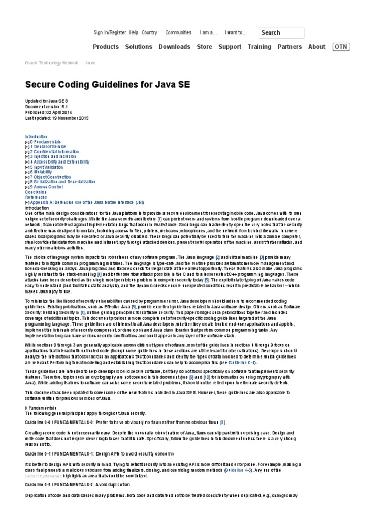 Secure Coding Guidelines For Java SE | PDF | Inheritance (Object ... Secure Coding Guidelines For Java SE | PDF | Inheritance (Object ...