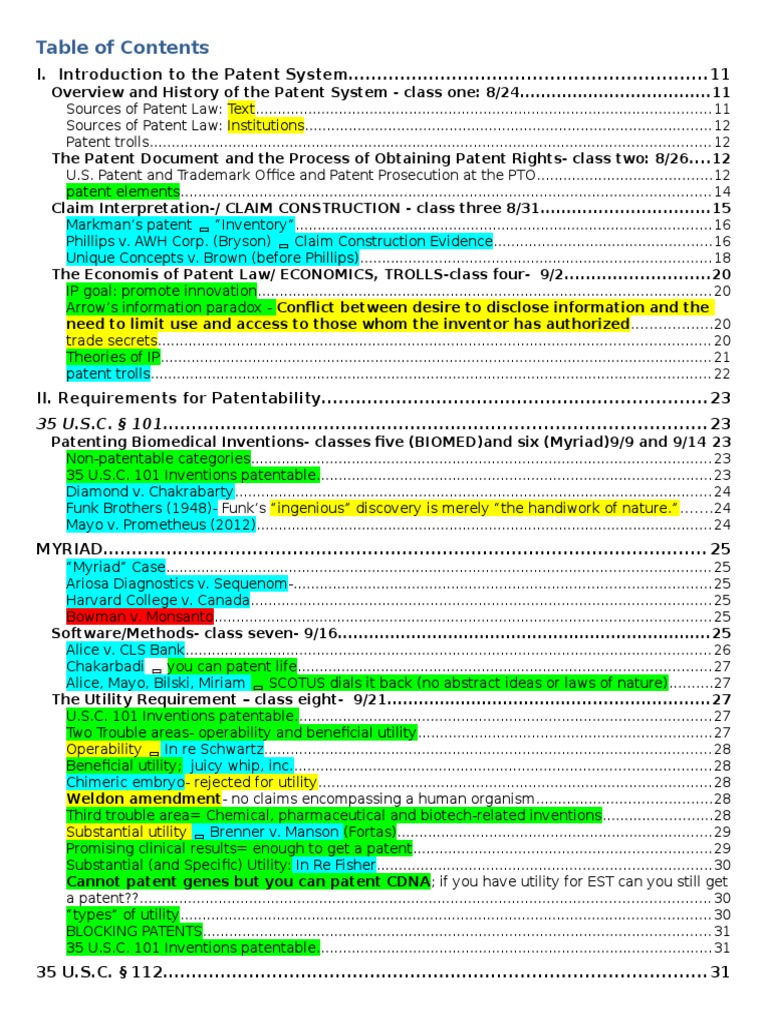 Patent Outline | PDF | Patent Infringement | Doctrine Of Equivalents