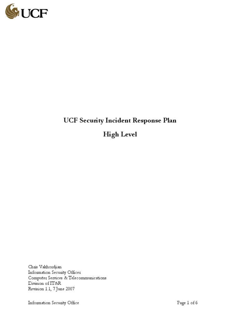 Security Incident Response Plan HL | PDF | Incident Management ...