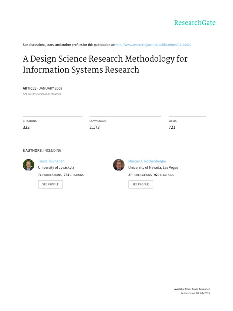 A Design Science Research Methodology | PDF | Design | Business Process