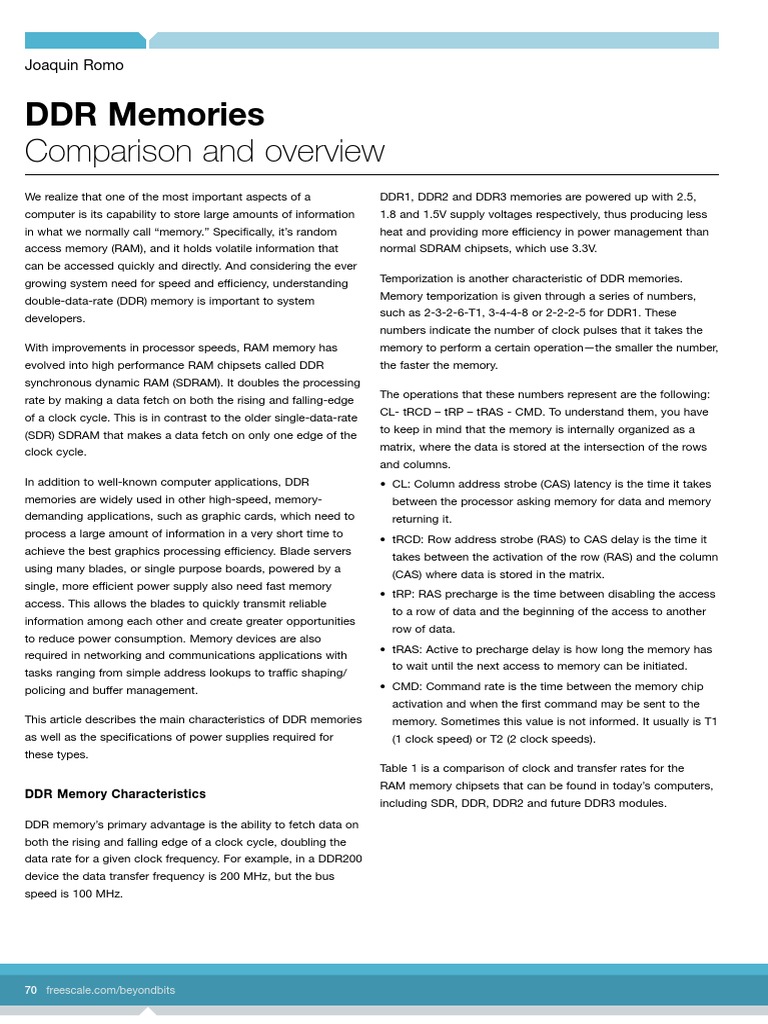 DDR Memories Comparison and Overview | PDF | Computer Data | Computer ...