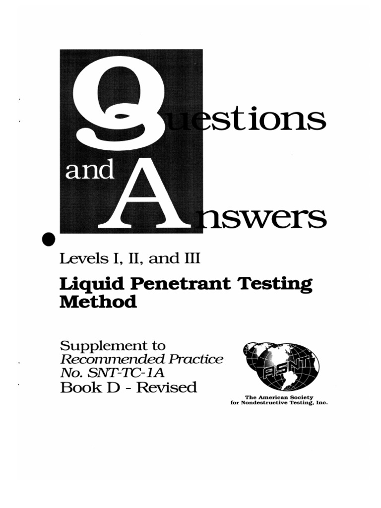 PT ASNT Levels I II III Questions Answers 1 | PDF