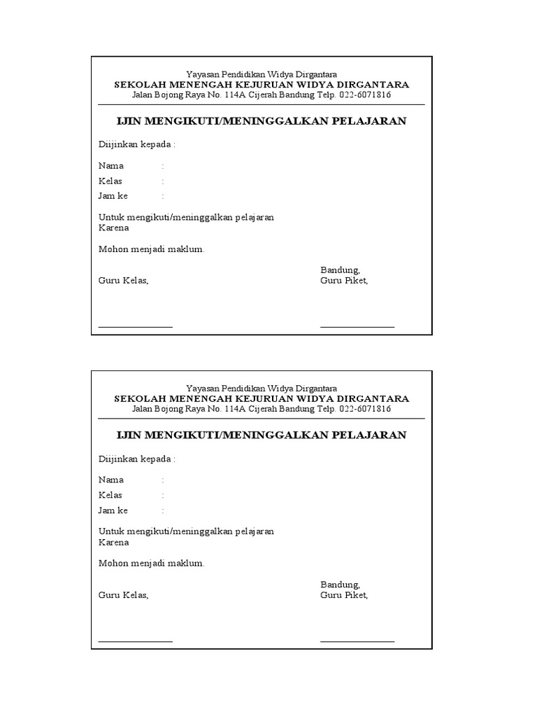 Inilah 11+ Contoh Surat Izin Keluar Masuk Siswa Paling Lengkap - Contoh Surat Keterangan ...
