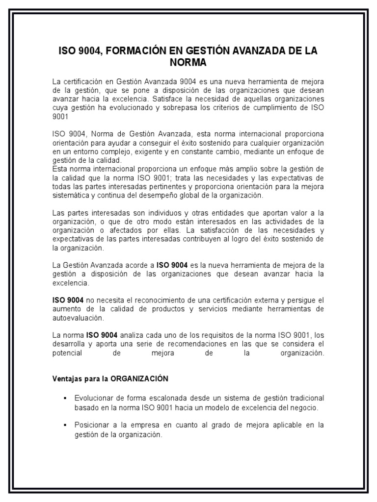 Iso 9004 | PDF | Gestión de la calidad | Calidad (comercial)
