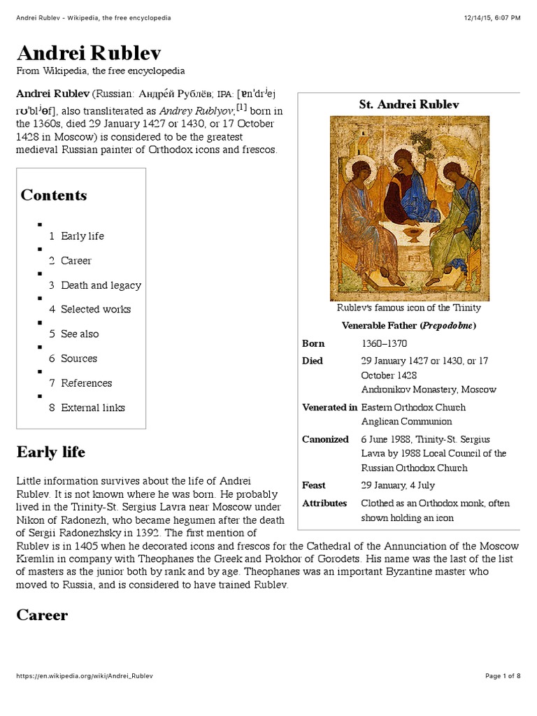Andrei Rublev - Wikipedia, The Free Encyclopedia | PDF | Eastern ...